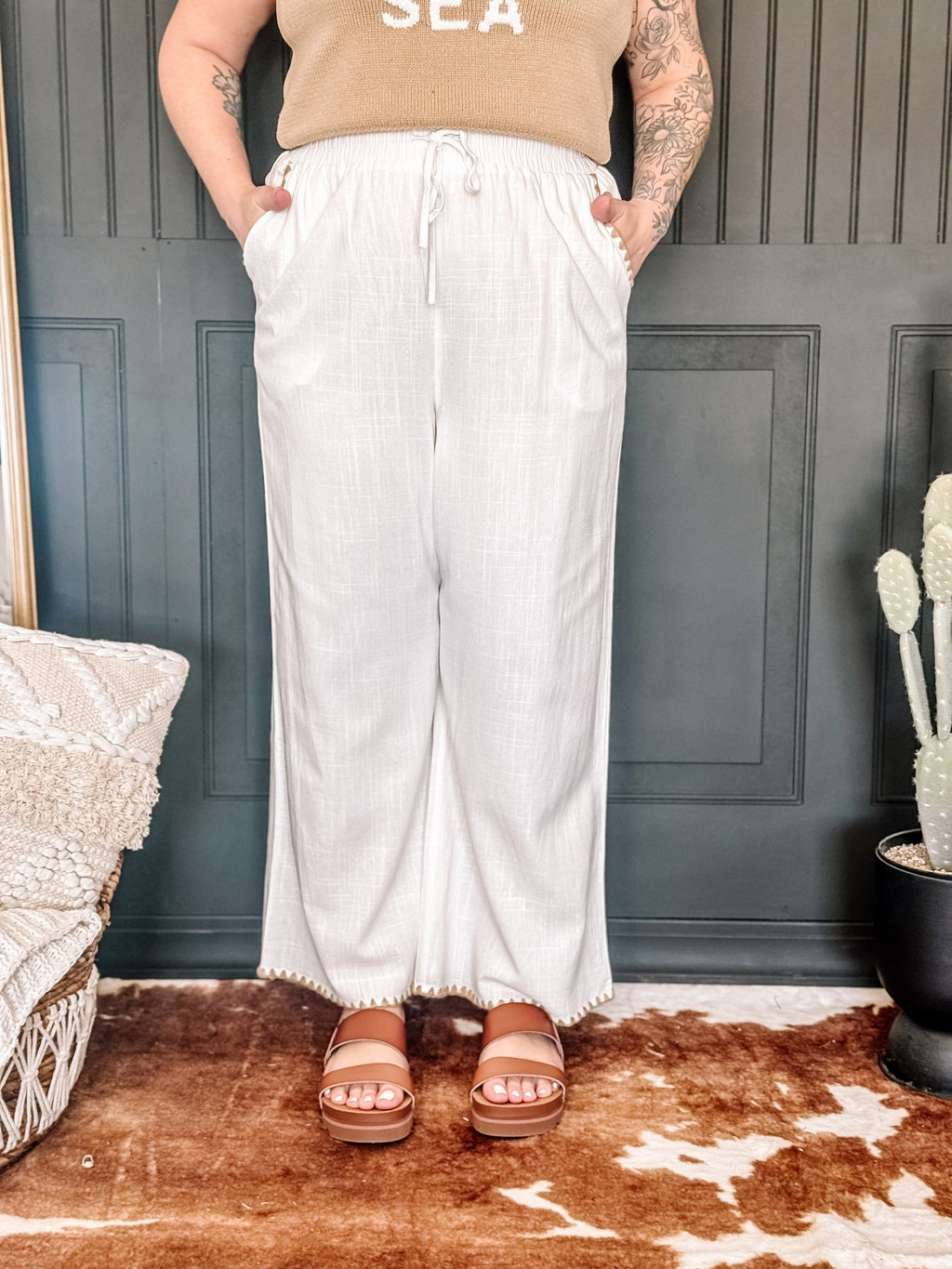 Coastal Drift Stitch Wide Leg Pants – The Farmhouse